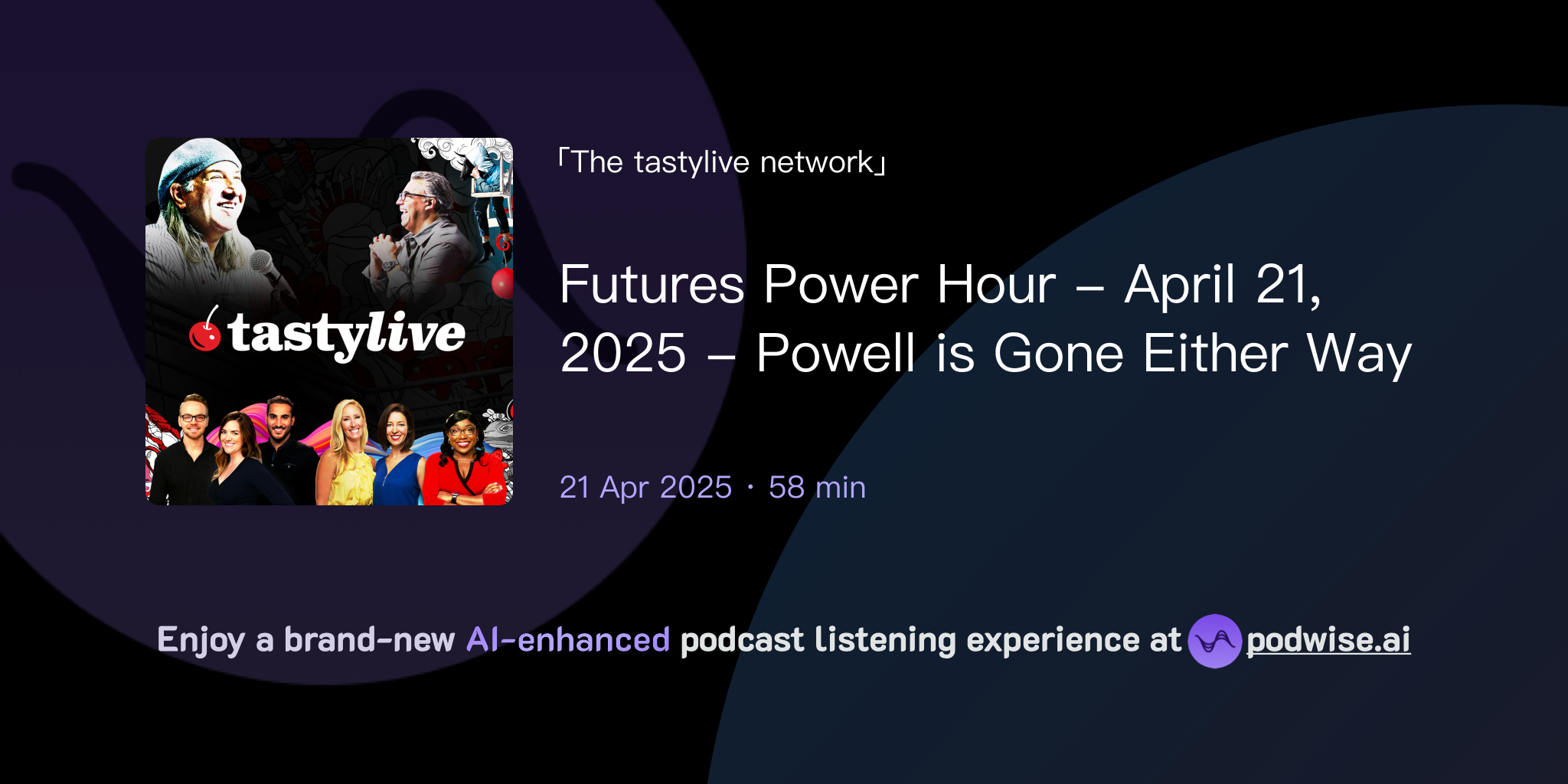 Futures Power Hour - April 21, 2025 - Powell is Gone Either Way | The tastylive network | Podwise