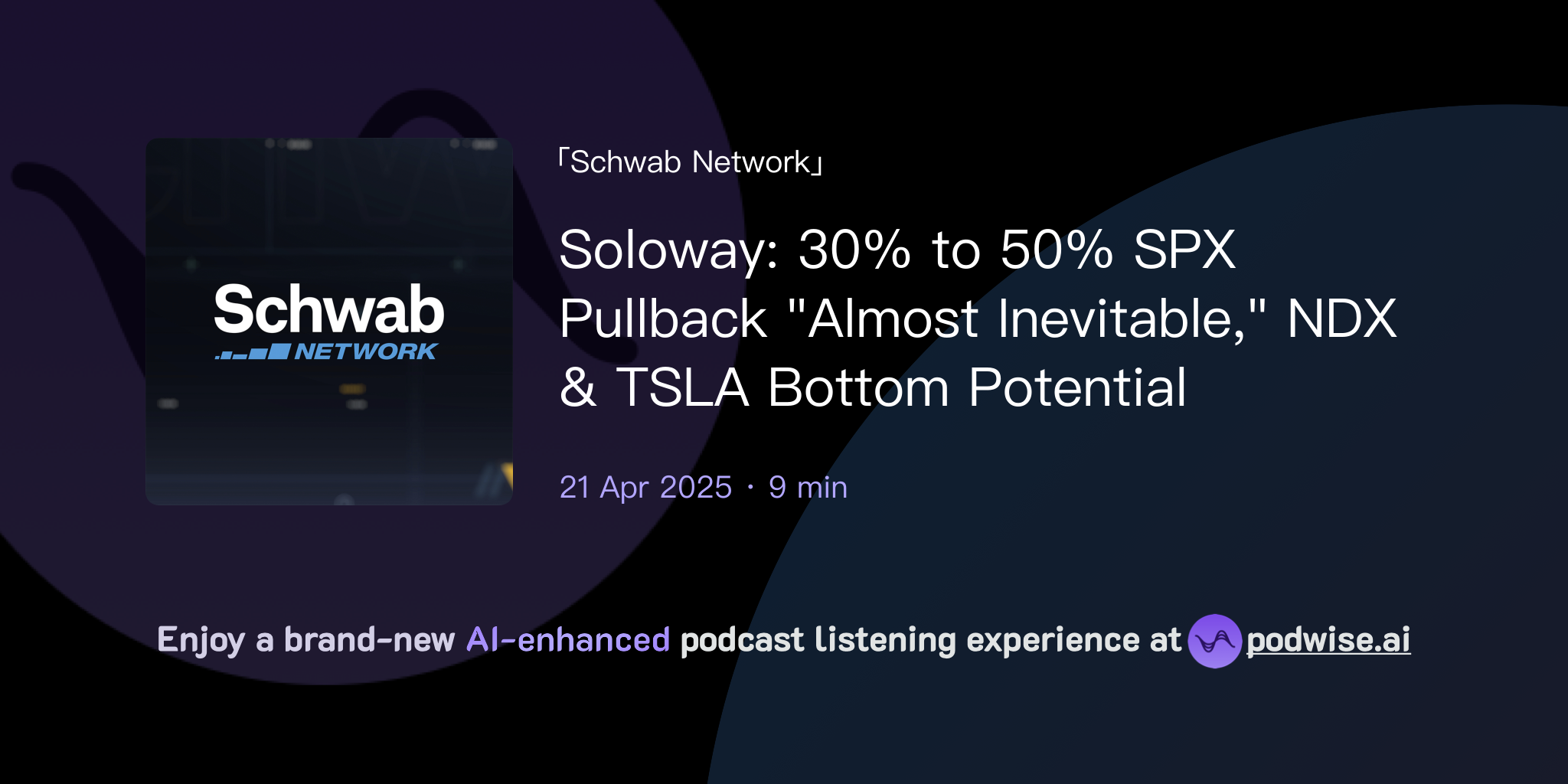 Soloway: 30% to 50% SPX Pullback "Almost Inevitable," NDX & TSLA Bottom Potential | Schwab ...