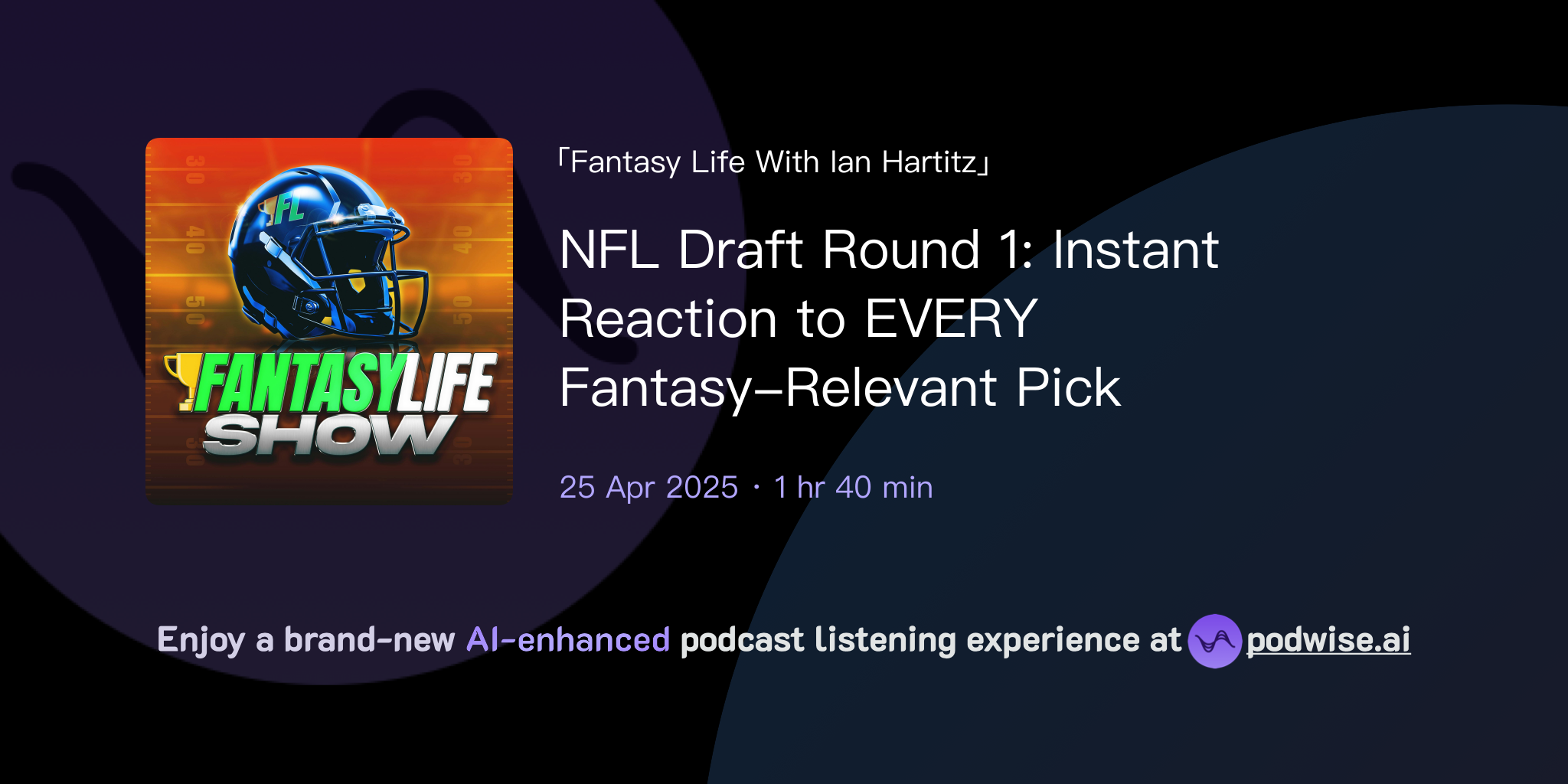 NFL Draft Round 1: Instant Reaction to EVERY Fantasy-Relevant Pick | Fantasy Life With Ian ...