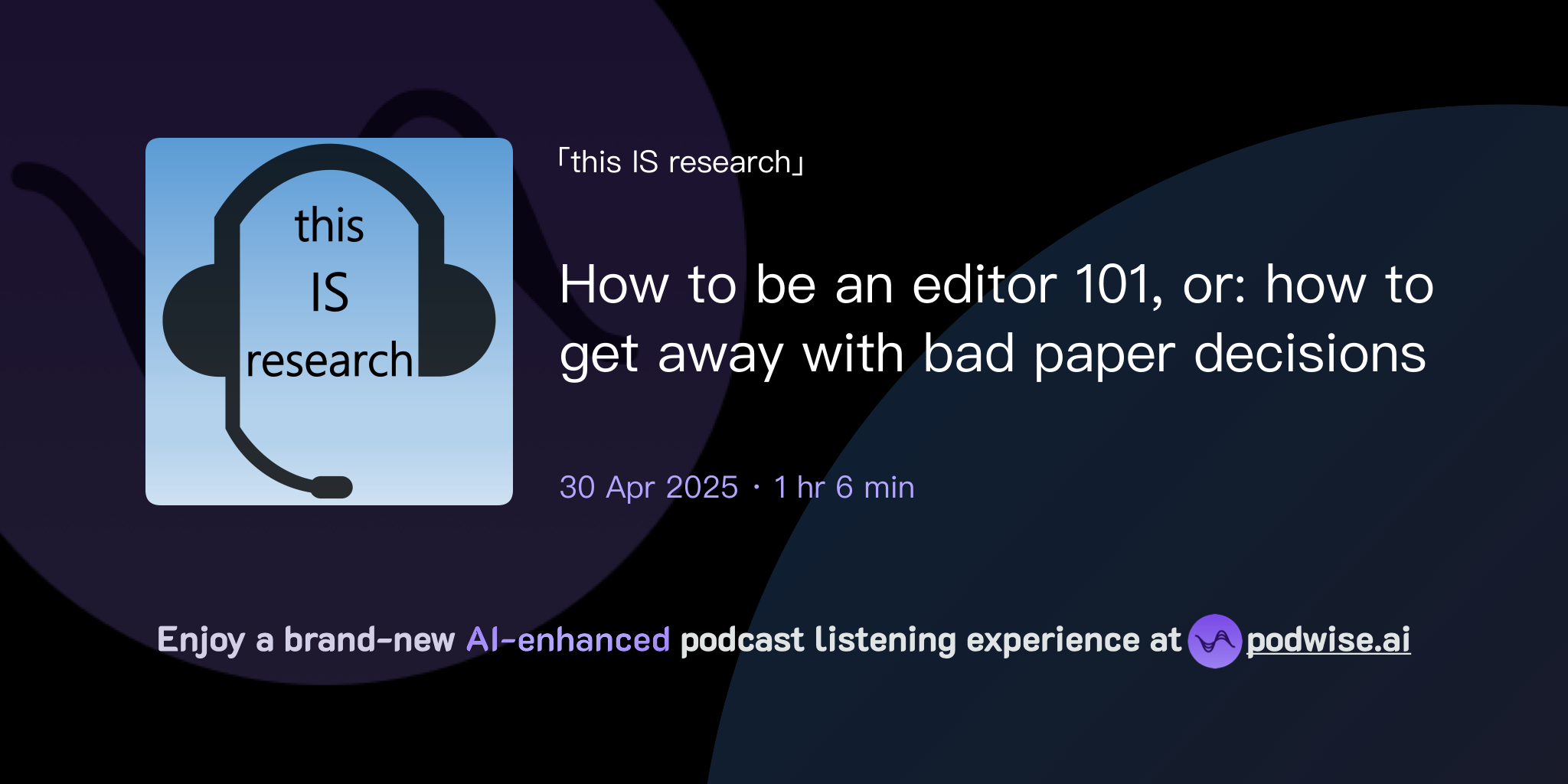 How to be an editor 101, or: how to get away with bad paper decisions ...