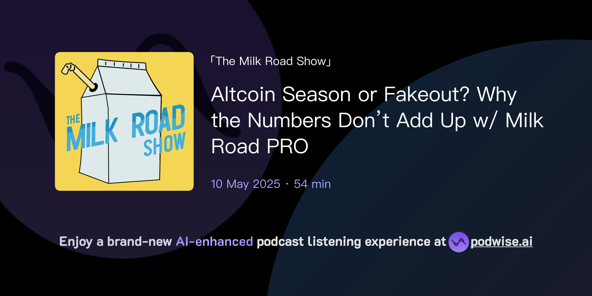 Altcoin Season or Fakeout? Why the Numbers Don’t Add Up w/ Milk Road PRO | The Milk Road Show ...
