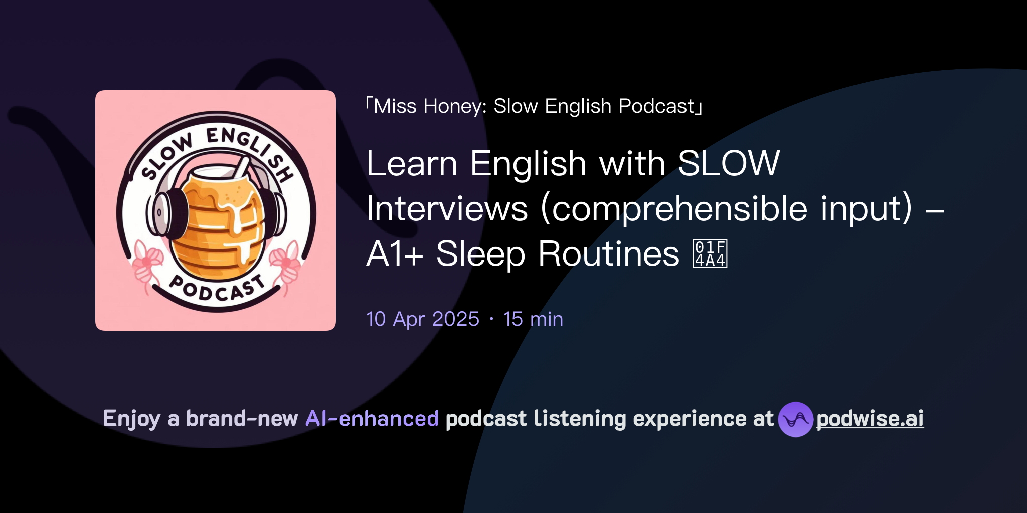 Learn English with SLOW Interviews (comprehensible input) - A1+ Sleep ...