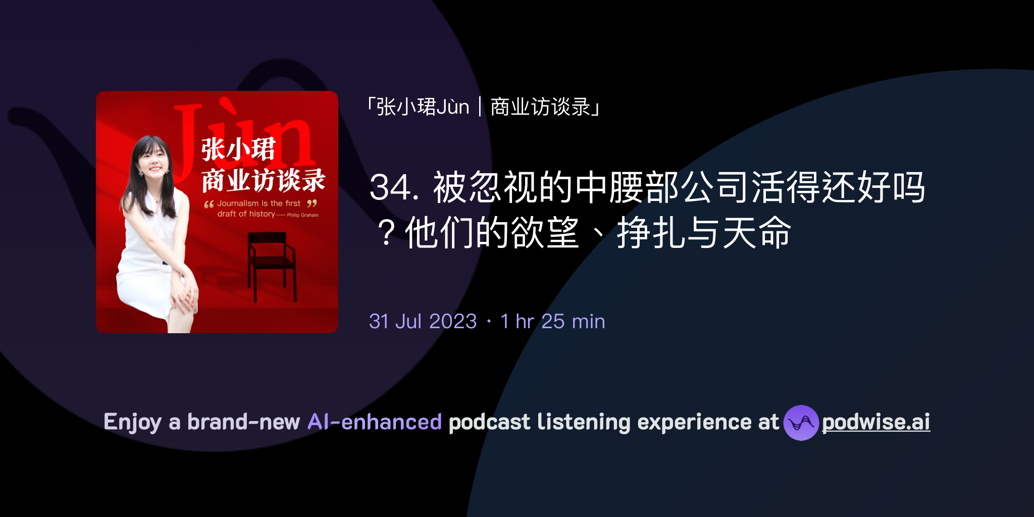34. 被忽视的中腰部公司活得还好吗？他们的欲望、挣扎与天命 | 张小珺Jùn｜商业访谈录 | Podwise