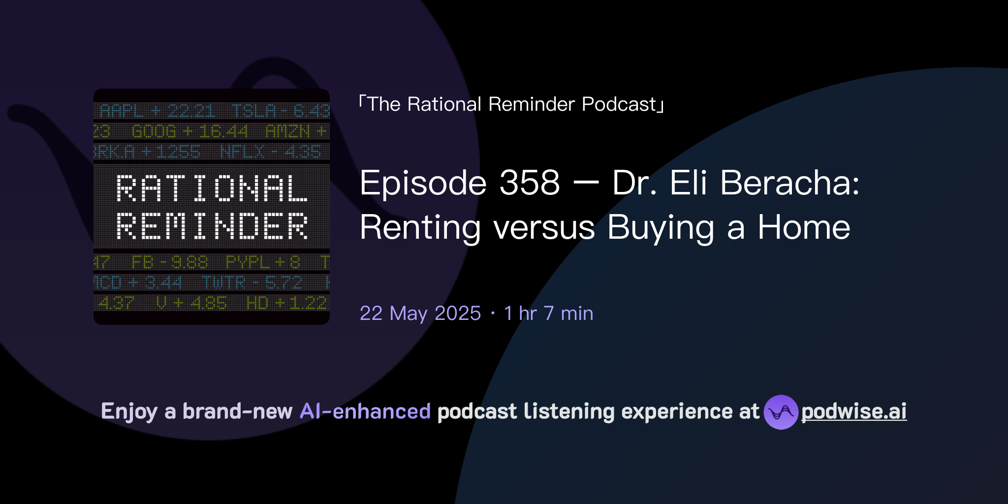 Episode 358 – Dr. Eli Beracha: Renting versus Buying a Home | The Rational Reminder Podcast ...