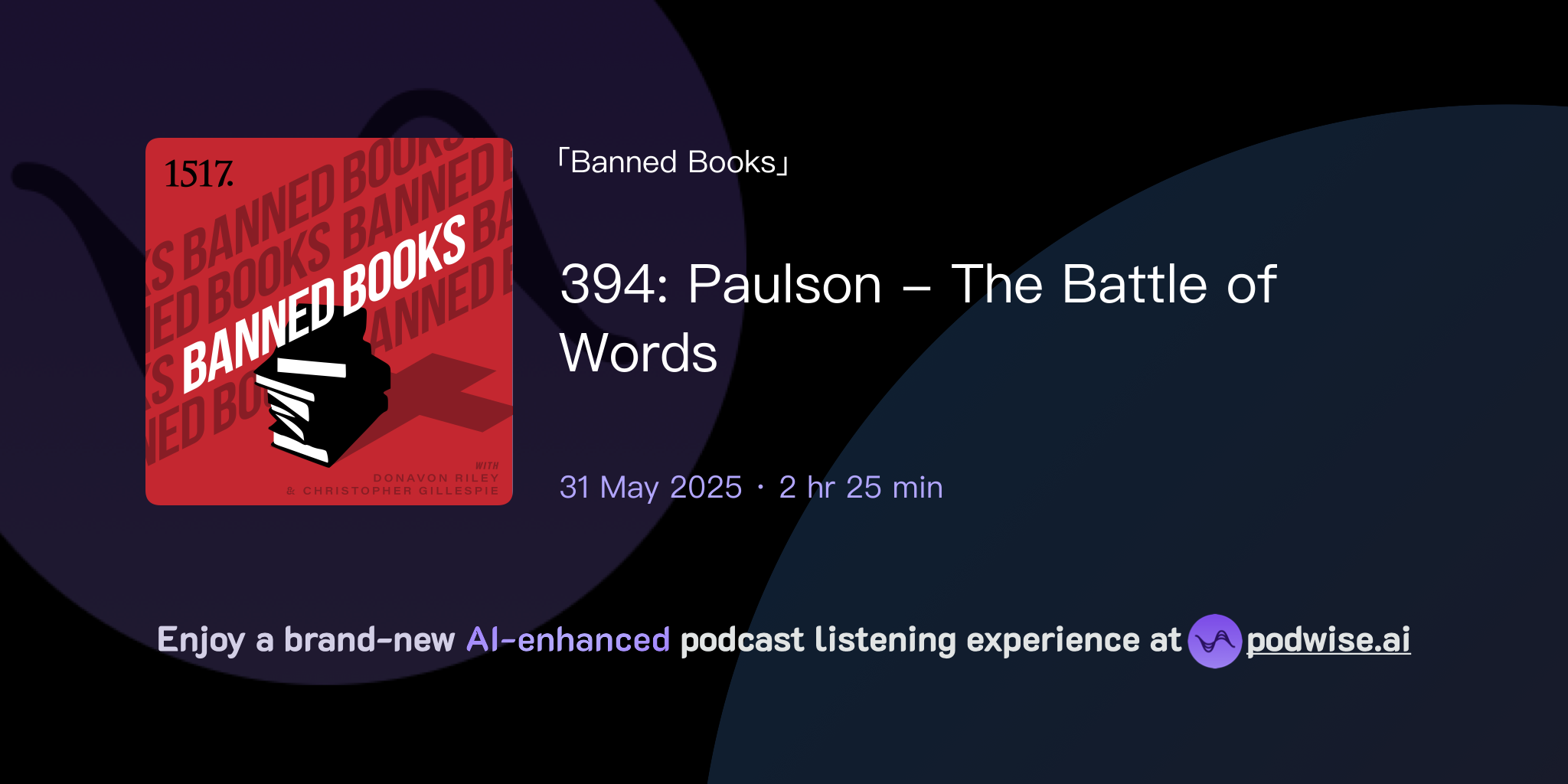 394: Paulson - The Battle of Words | Banned Books | Podwise