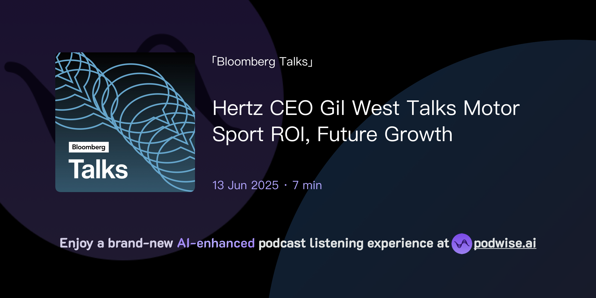 Hertz CEO Gil West Talks Motor Sport ROI, Future Growth | Bloomberg ...