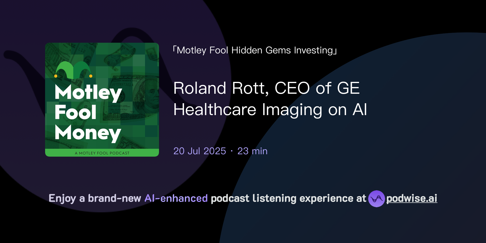Roland Rott, CEO of GE Healthcare Imaging on AI | Motley Fool Money ...