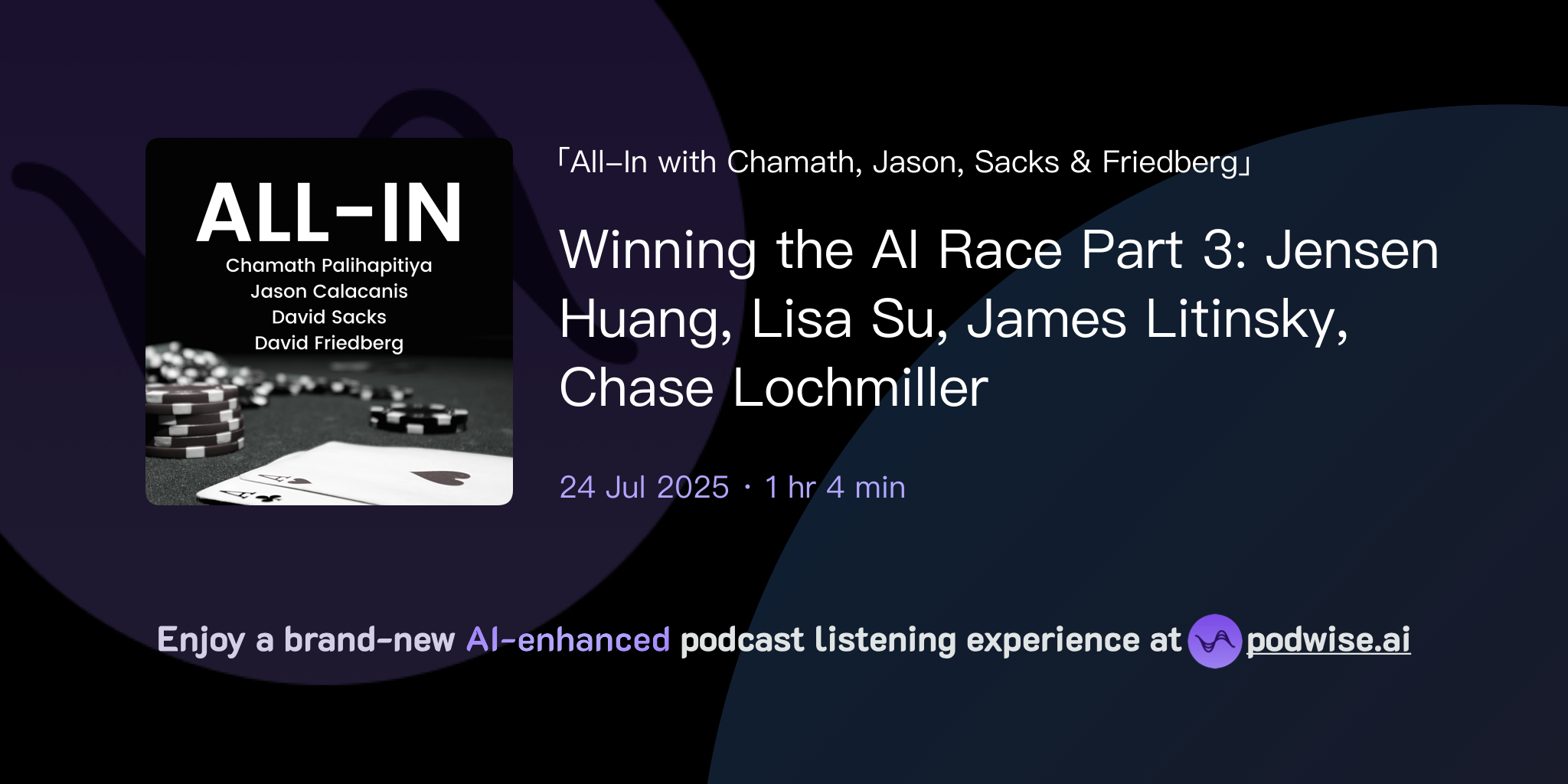Winning the AI Race Part 3: Jensen Huang, Lisa Su, James Litinsky ...