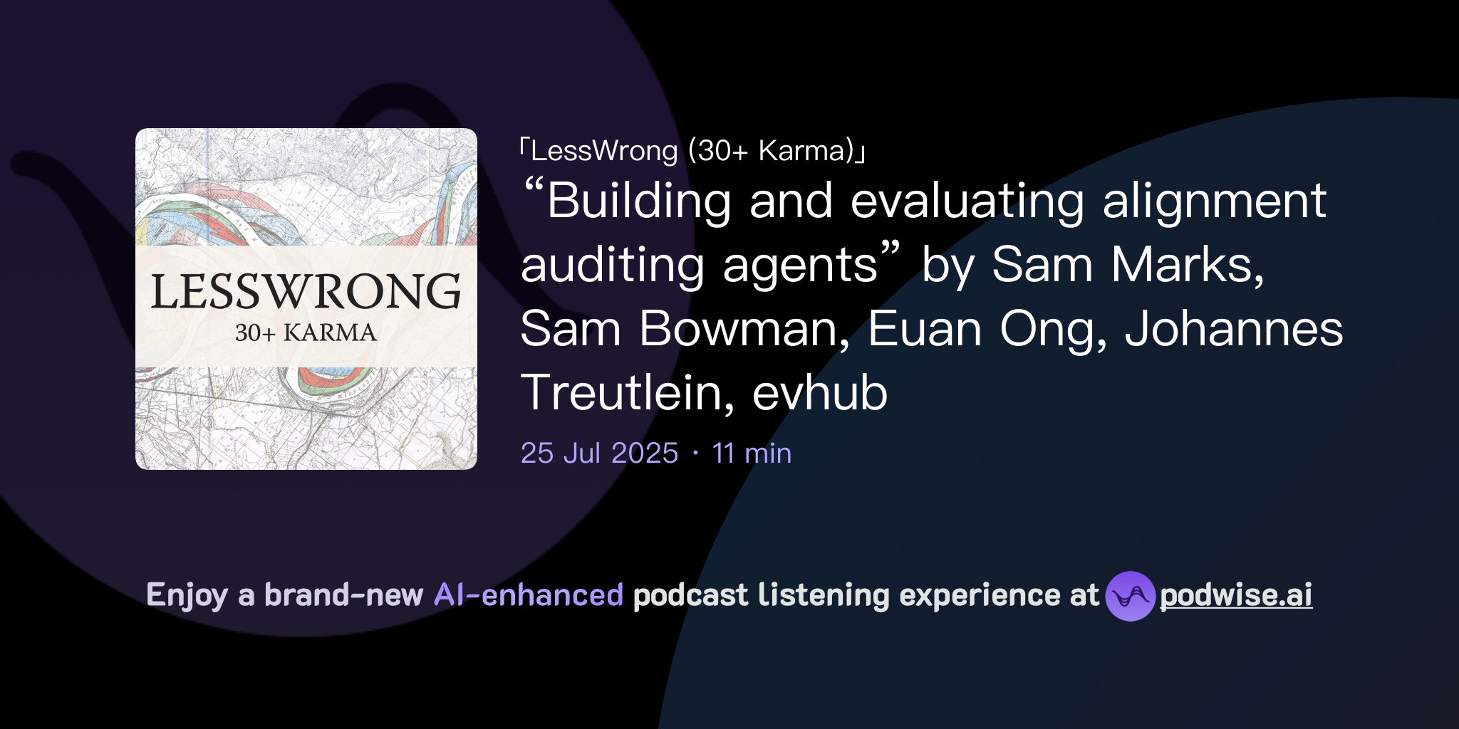 “Building and evaluating alignment auditing agents” by Sam Marks, Sam Bowman, Euan Ong, Johannes ...