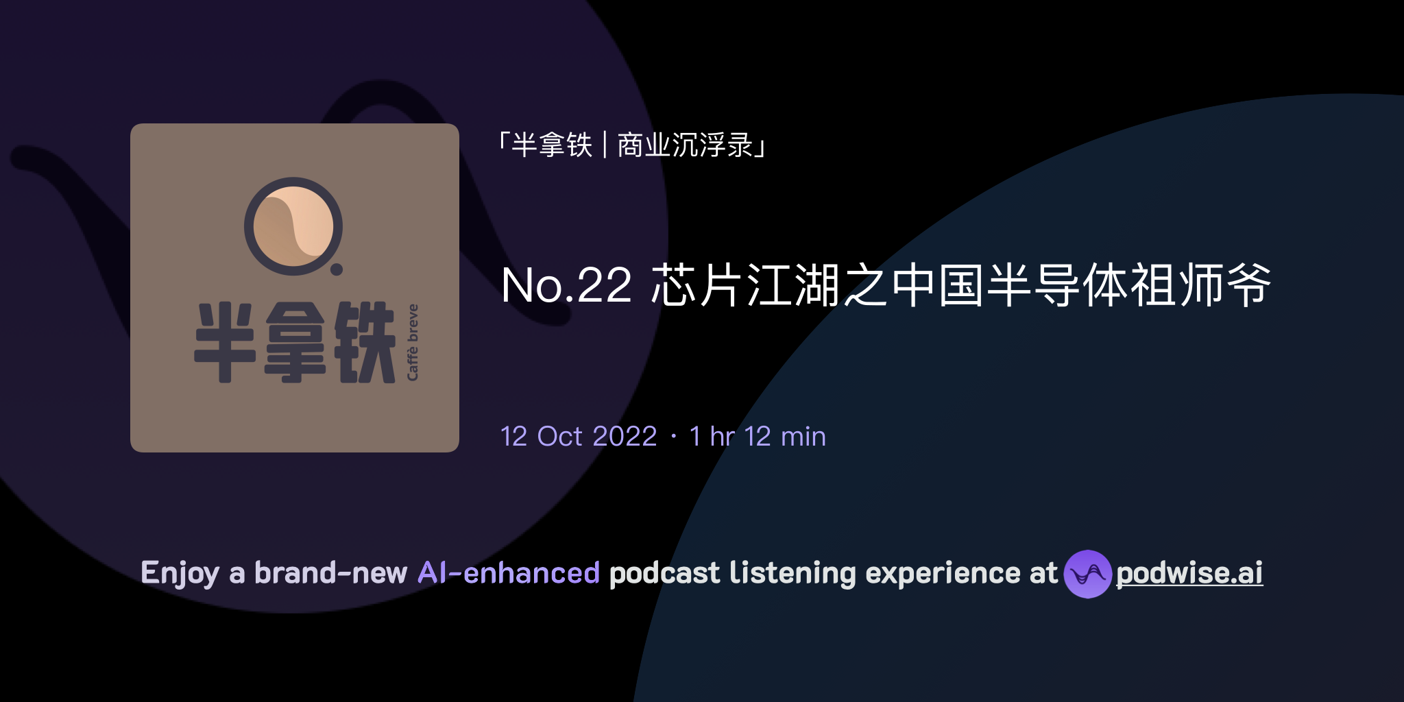 No.22 芯片江湖之中国半导体祖师爷 | 半拿铁 | 商业沉浮录 | Podwise