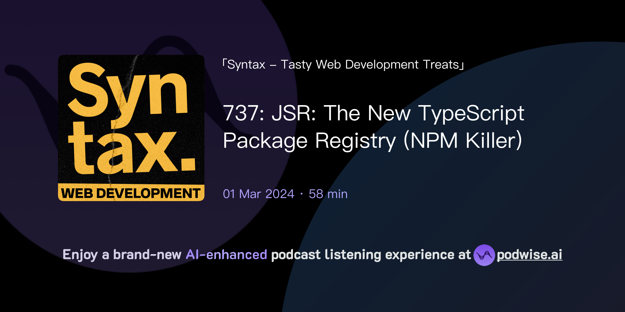 737: JSR: The New TypeScript Package Registry (NPM Killer) | Syntax - Tasty Web Development ...