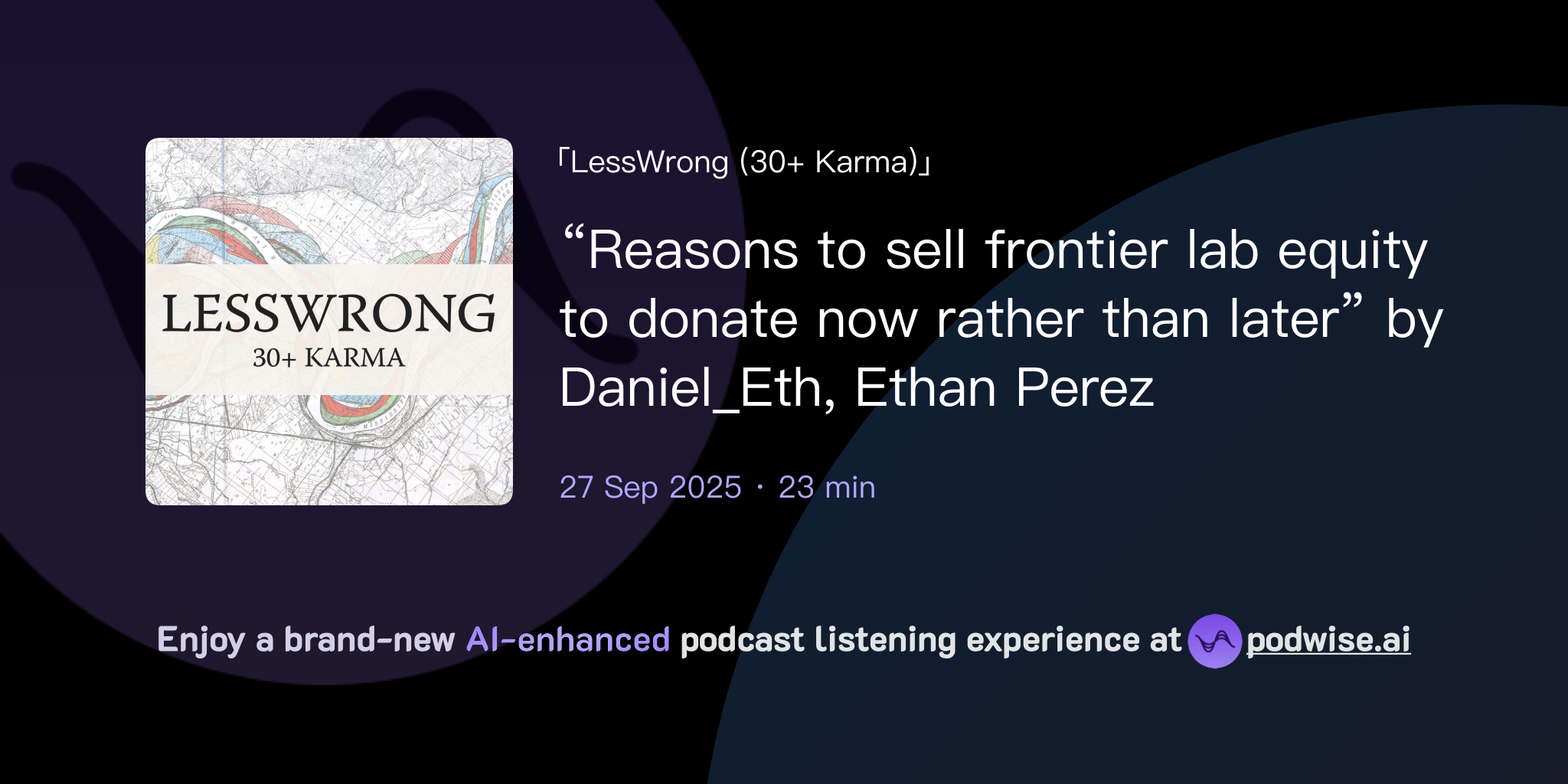 “Reasons to sell frontier lab equity to donate now rather than later ...