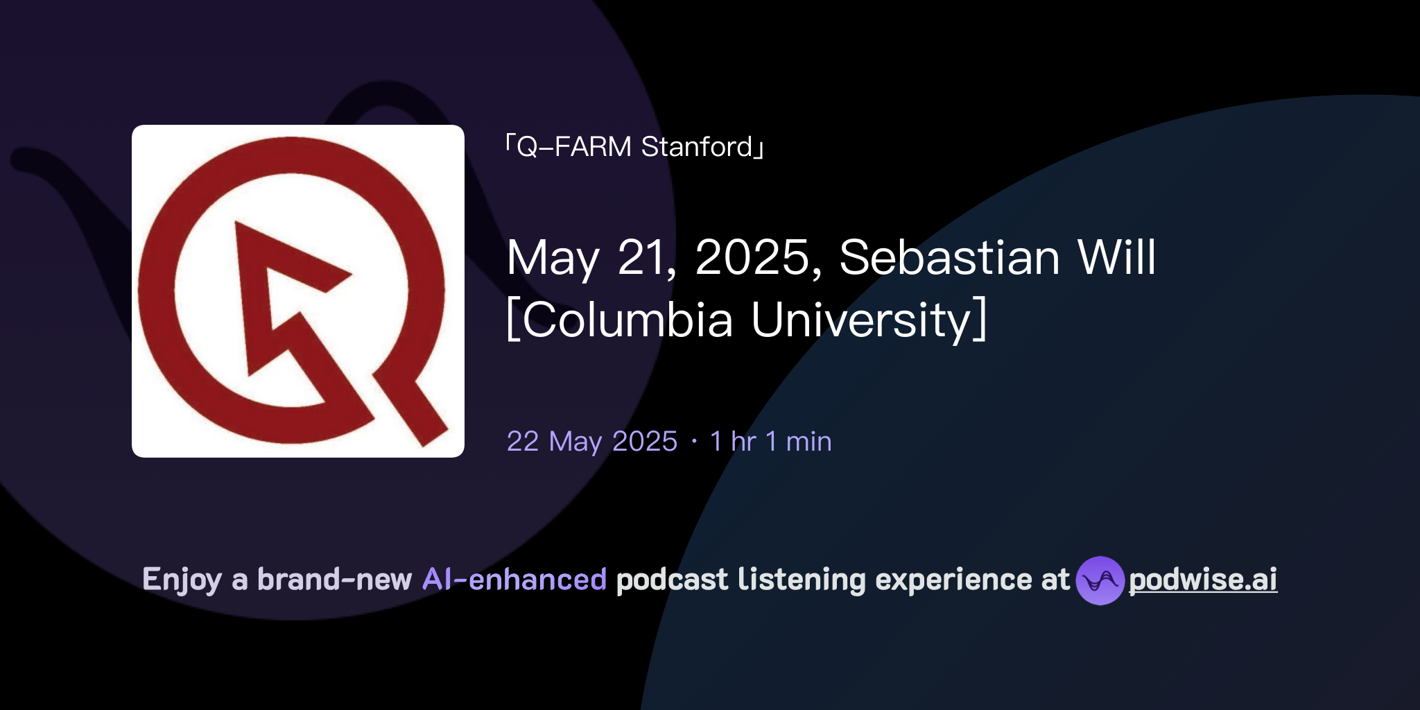 May 21, 2025, Sebastian Will [Columbia University] | Q-FARM Stanford ...