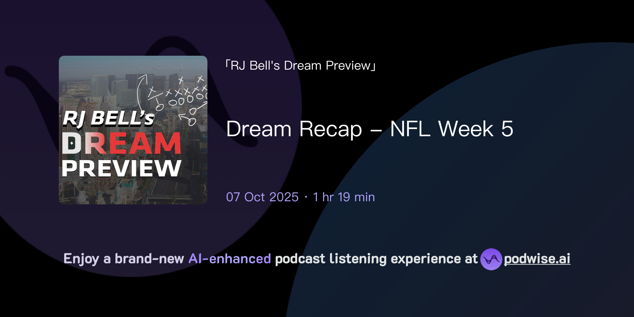 Dream Recap - NFL Week 5 | RJ Bell's Dream Preview | Podwise