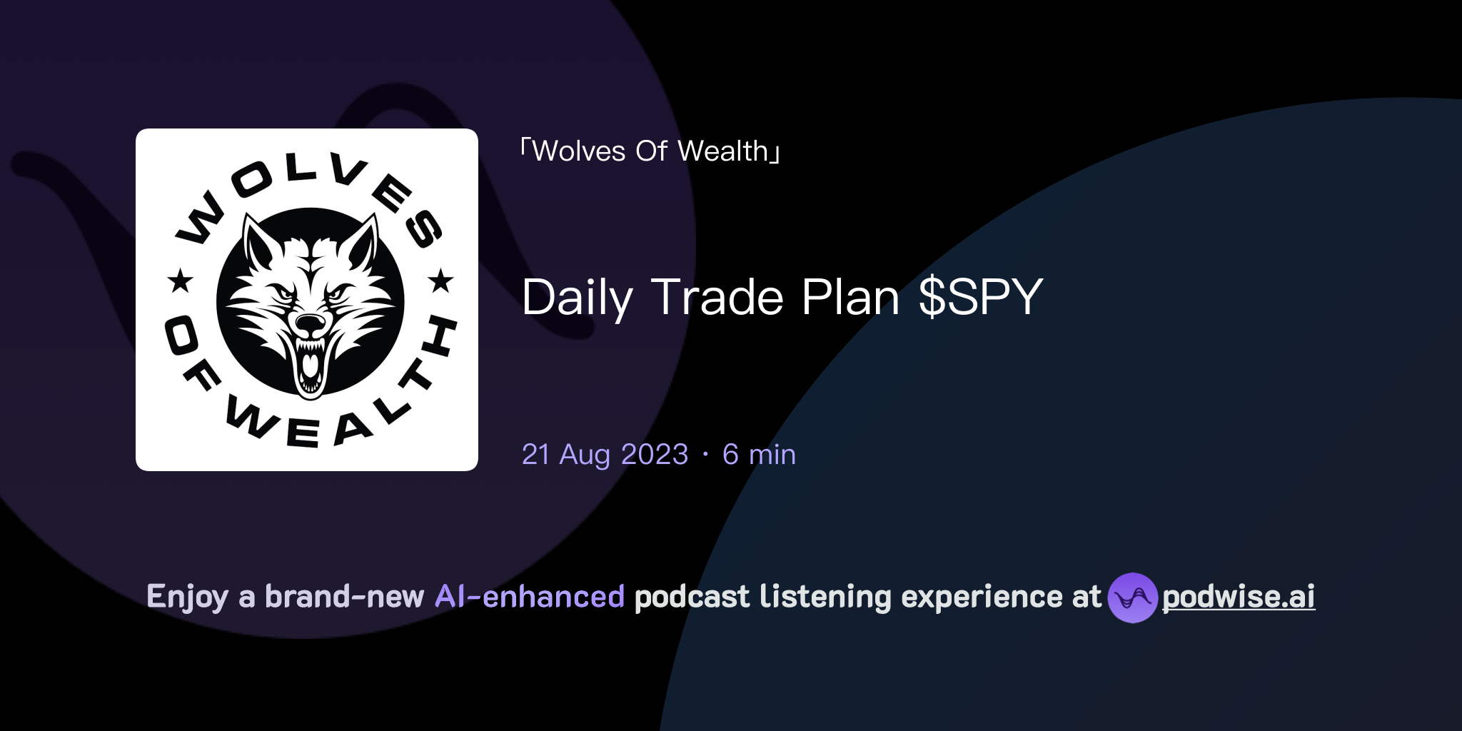 Daily Trade Plan $SPY | Wolves Of Wealth | Podwise