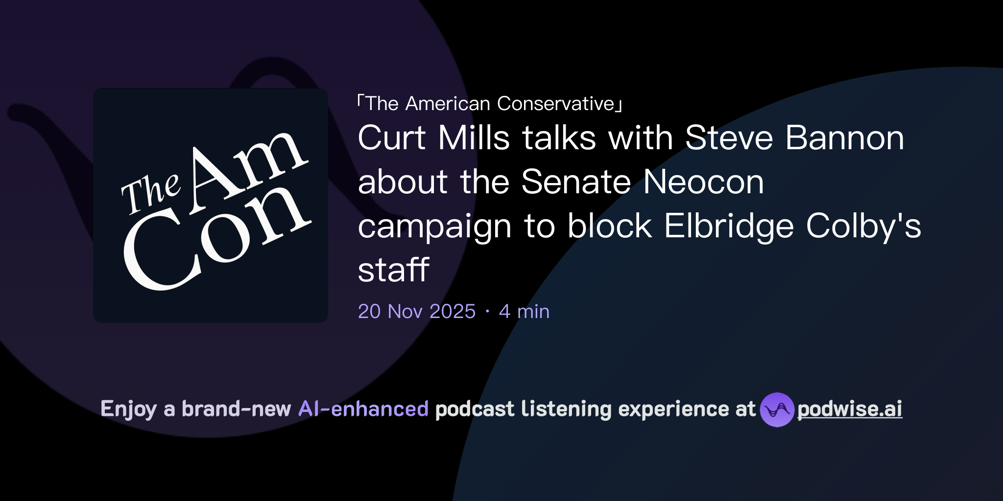 Curt Mills talks with Steve Bannon about the Senate Neocon campaign to ...