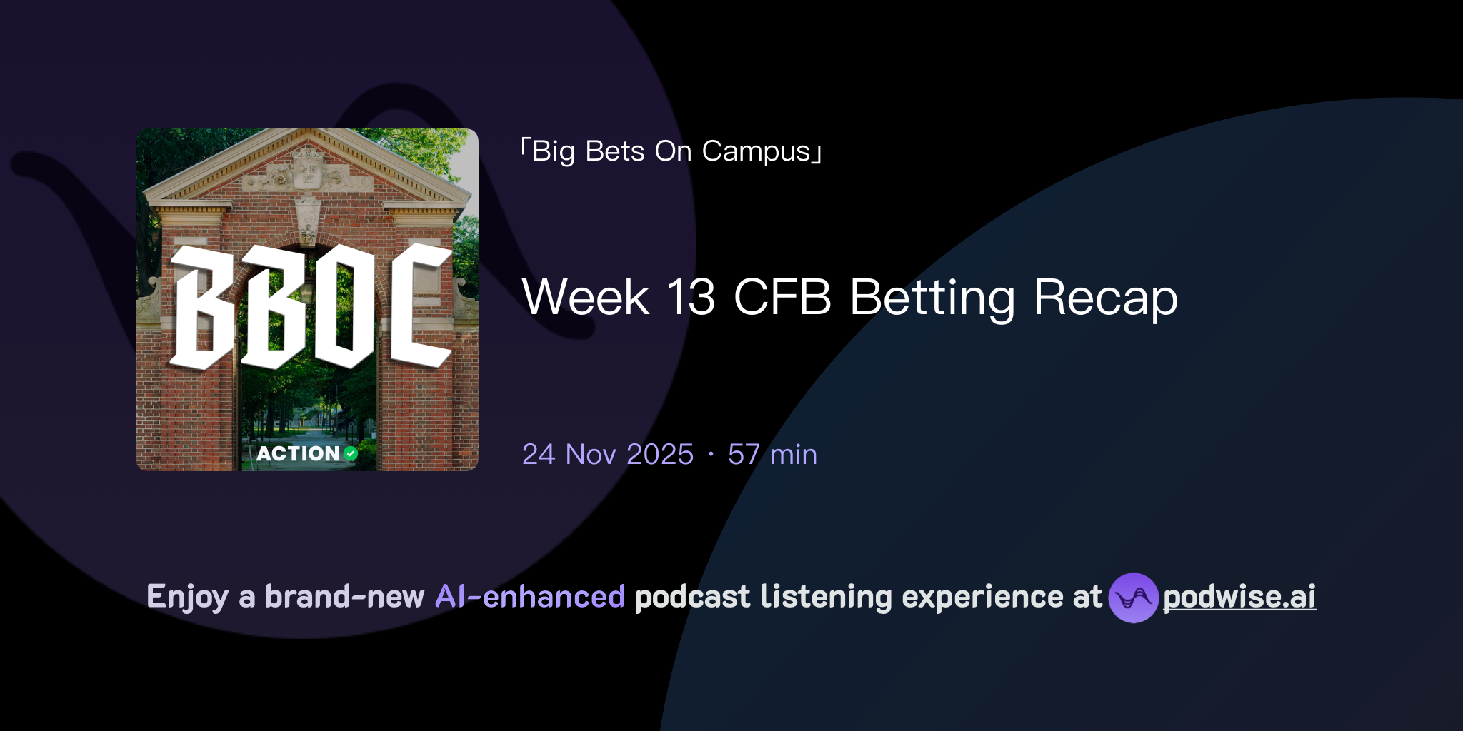 Week 13 CFB Betting Recap | Big Bets On Campus | Podwise