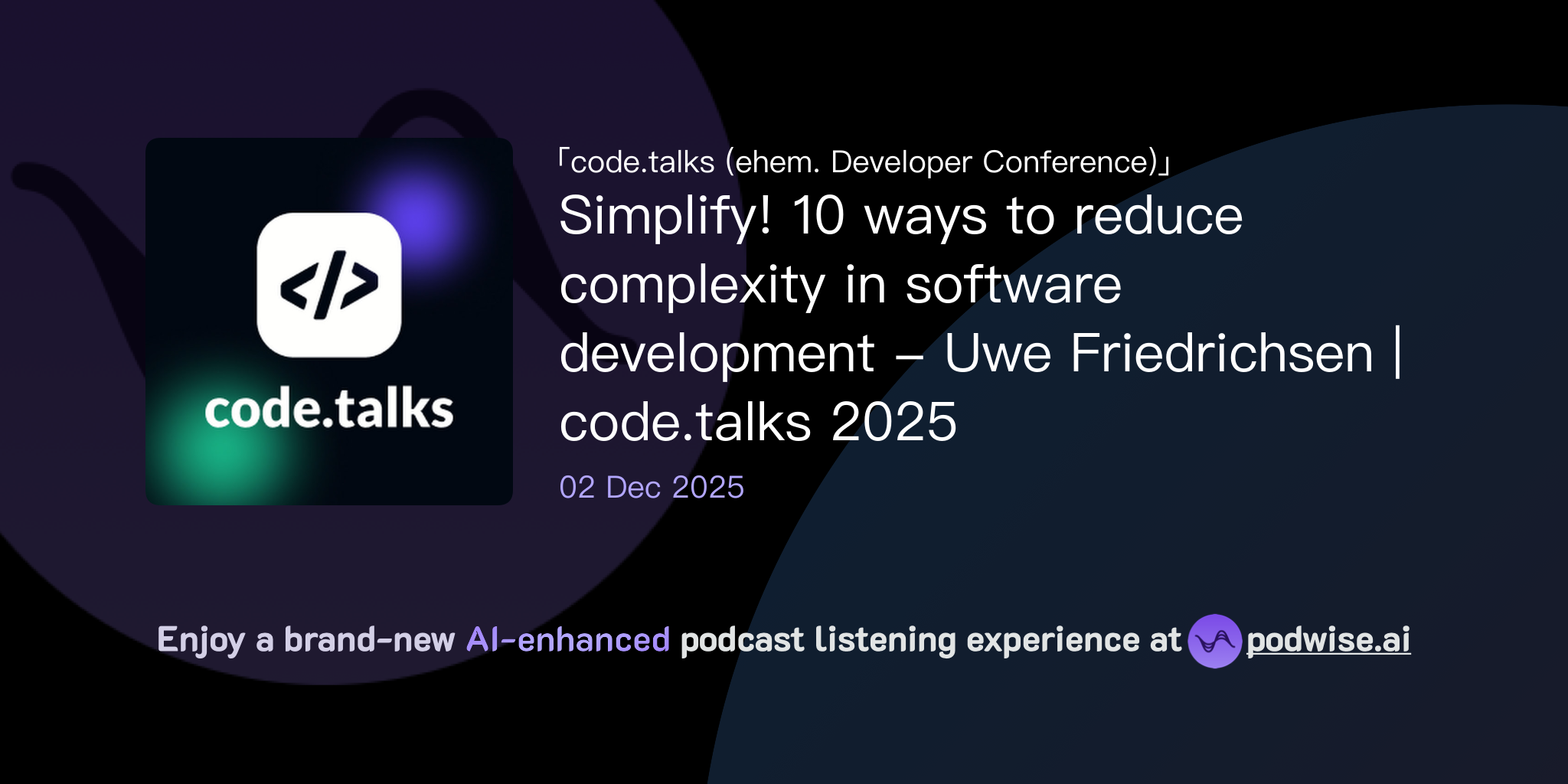 Simplify! 10 ways to reduce complexity in software development - Uwe Friedrichsen | code.talks ...