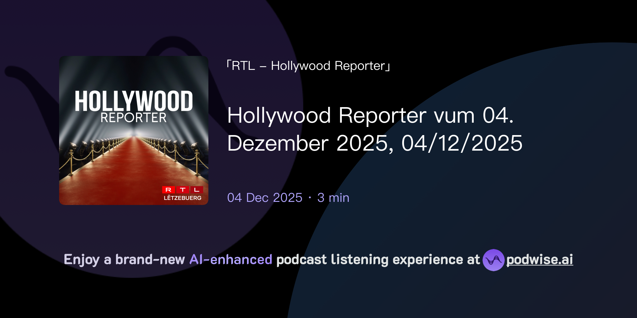 Hollywood Reporter vum 04. Dezember 2025, 04/12/2025 | RTL - Hollywood ...