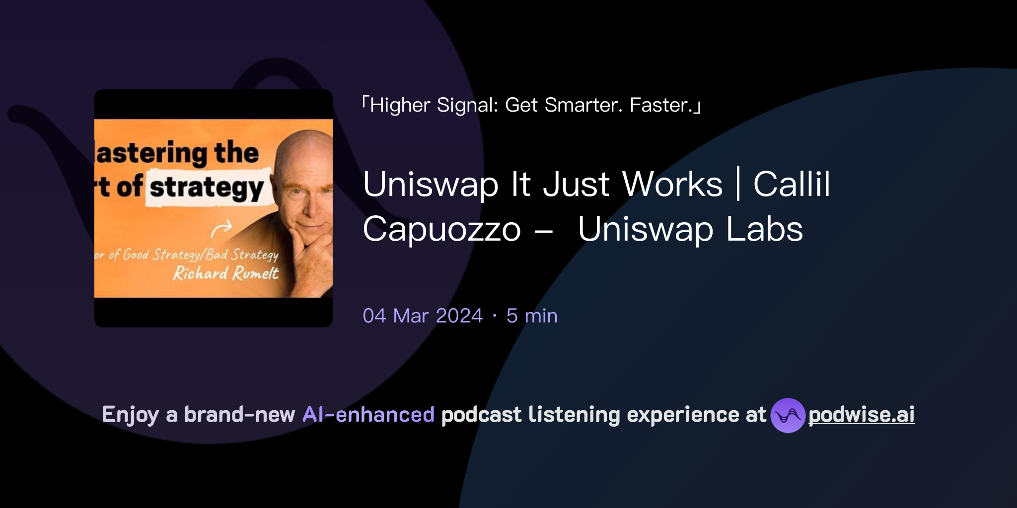 Uniswap It Just Works | Callil Capuozzo - Uniswap Labs | Higher Signal: Get Smarter. Faster ...