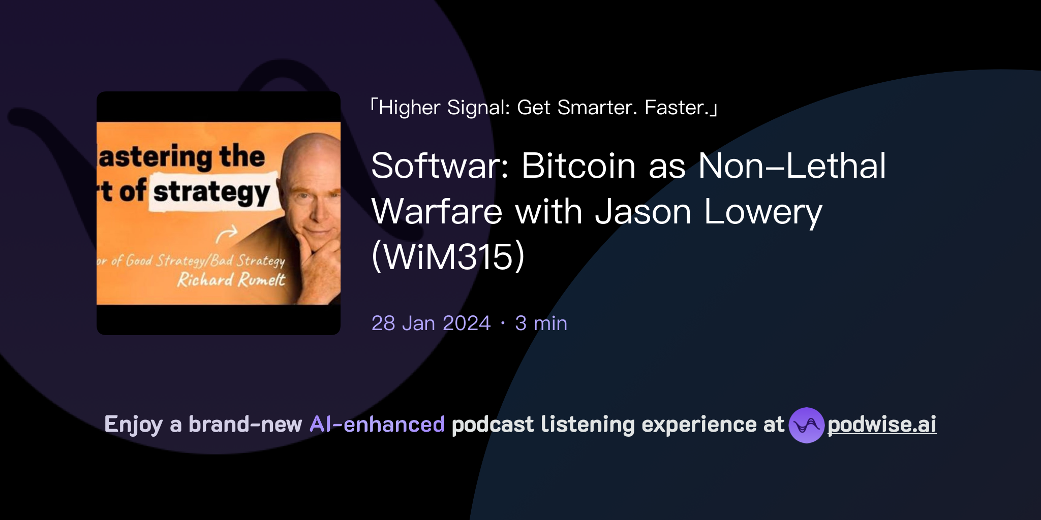 Softwar: Bitcoin as Non-Lethal Warfare with Jason Lowery (WiM315 ...