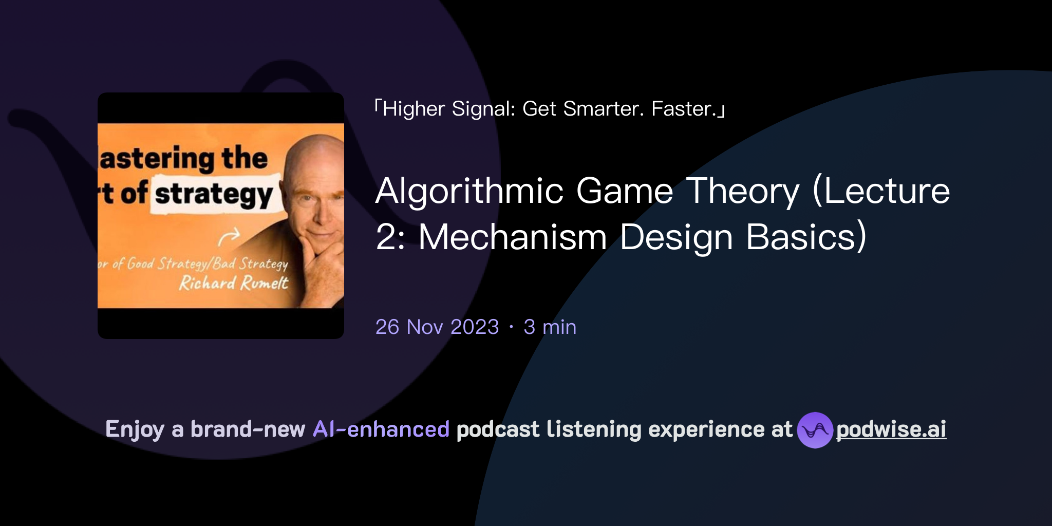 Algorithmic Game Theory (Lecture 2: Mechanism Design Basics) | Higher Signal: Get Smarter ...