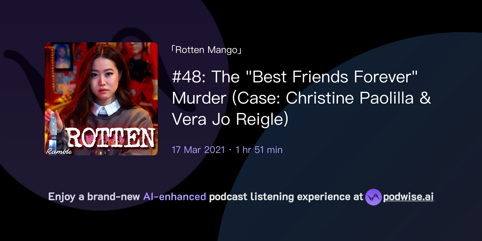 #48: The "Best Friends Forever" Murder (Case: Christine Paolilla & Vera Jo Reigle) | Rotten ...