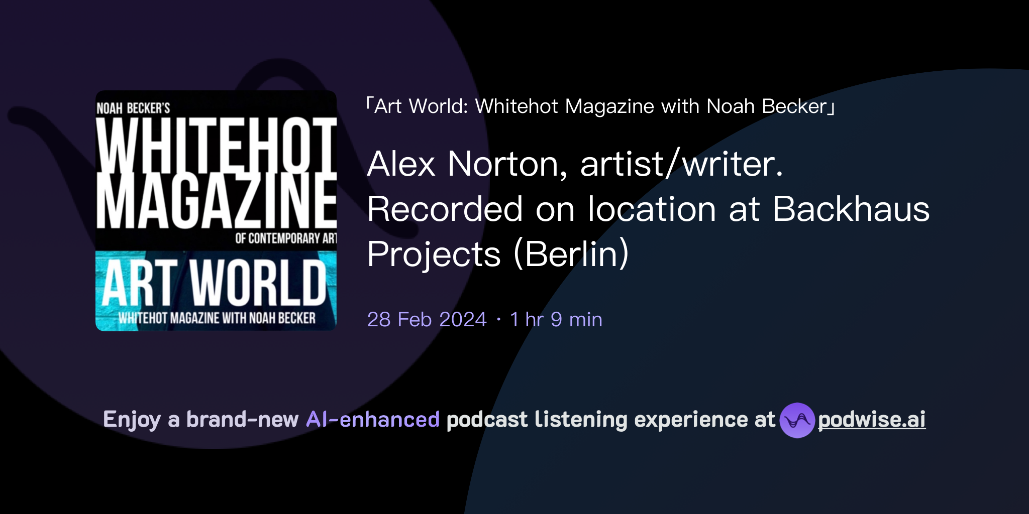 Alex Norton, artist/writer. Recorded on location at Backhaus Projects (Berlin) | Art World ...